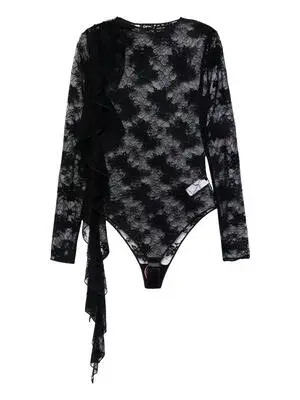 Oseree Scarf Detail Bodysuit - Black