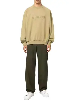 Sunnei Embroidered Logo Cotton Sweatshirt - Neutrals