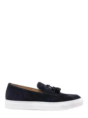 SCAROSSO Tassel Detail Suede Loafers - Blue