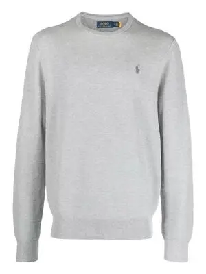 Polo Ralph Lauren Polo Pony Embroidered Cotton Jumper - Grey