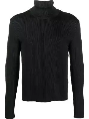 WALTER VAN BEIRENDONCK Ribbed Roll-neck Jumper - Black