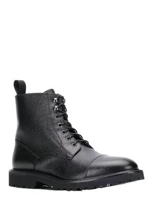 SCAROSSO Jackie Grain Ankle Boots - Black