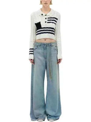 MSGM Cotton Straight Leg Jeans - Blue