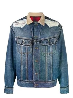 MAISON MARGIELA X Pendleton Distressed Denim Jacket - Blue