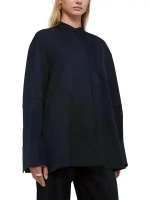 JIL SANDER Collarless Button-front Shirt - Blue