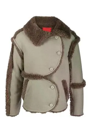 Eckhaus Latta Sage Wool Blend Fleece Trimmed Jacket - Green