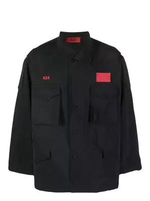 424 Asymmetric Logo-patch Shirt Jacket