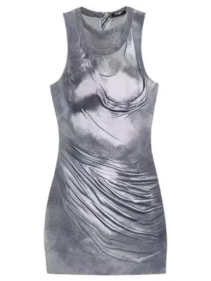 Balmain Trompe L'oeil-print Mini Dress - Grey