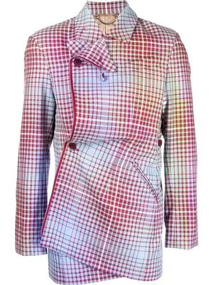 CHARLES JEFFREY Checked Single-breasted Jacket - Blue