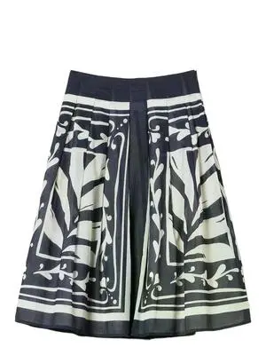 TWINSET Floral Print Pleated Midi Skirt - Blue