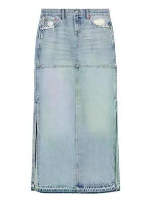 RE/DONE Side-slit Denim Maxi Skirt - Blue