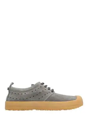 VOLTA Suede Low-top Sneakers With Perforated Detailing - Grey