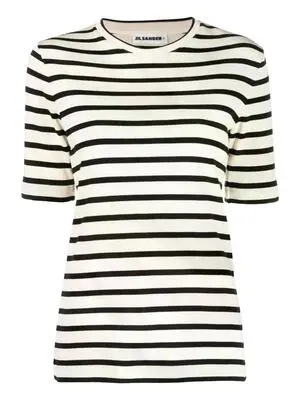 JIL SANDER Striped Cotton T-shirt - Neutrals