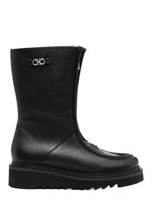 FERRAGAMO Zip-front Leather Boots - Black