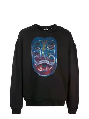 HACULLA. Graphic Print Cotton Sweatshirt - Black