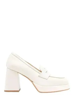VAMSKO Greta Leather Block Heel Pumps - Neutrals