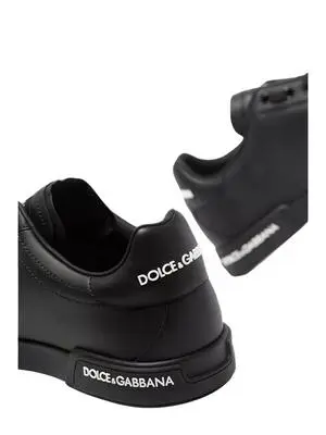 Dolce & Gabbana Portofino Logo-detail Leather Sneakers - Black