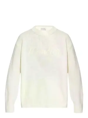 Moncler Virgin Wool-cashmere Blend Crew Neck Sweatshirt - White