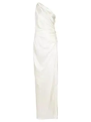 Michelle Mason One-shoulder Silk Gown - White