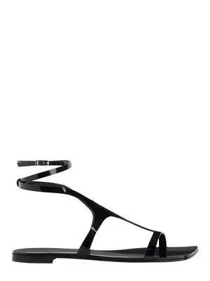 GIUSEPPE ZANOTTI Giuseppe Zanotti Black Patent Leather Square Toe Ankle Strap Sandals