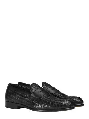 DOUCAL'S Doucal's Leather Loafers With Woven Detailing Black