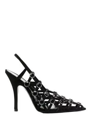 Attico Embellished Suede Slingback Pumps - Black