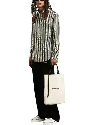 Palm Angels Palm Tree Striped Shirt - Black
