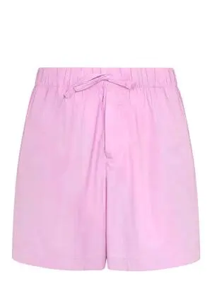 TEKLA High-waisted Drawstring Poplin Shorts - Purple