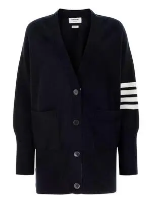 Thom Browne 4-bar Knitted Cardigan - Blue