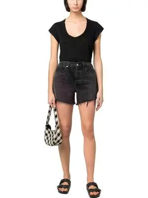 MARANT ETOILE Zankou Linen Short-sleeve Top - Black