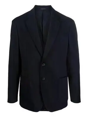 Giorgio Armani Micro-canneté Effect Notched-lapel Blazer - Blue