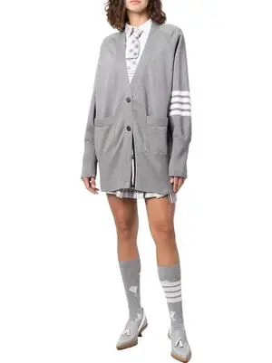 Thom Browne 4-bar Knitted Cardigan - Grey