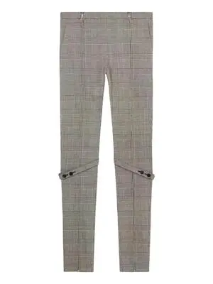 COURREGES Prince Of Wales Check Skinny Low-rise Wool Blend Pants - Black