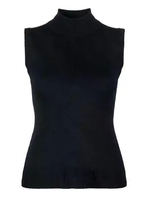Sportmax Virgin Wool Roll Neck Vest - Blue