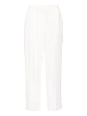 Peserico Ivory White Corduroy Cropped Trousers - Neutrals