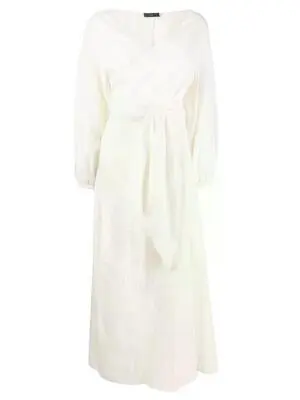 Voz Silk Wraparound Peasant Blouse Dress - White