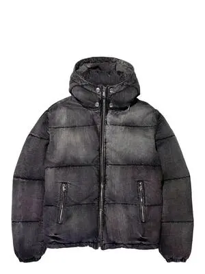 PURPLE BRAND Denim Padded Hooded Jacket - Black
