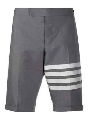 Thom Browne 4-bar Striped Suiting Shorts - Grey