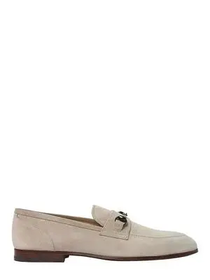 SCAROSSO Suede Horsebit Loafers - Neutrals