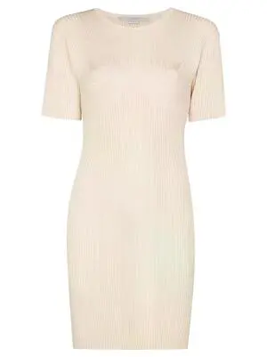 Stella McCartney Ribbed Knitted Mini Dress - Neutrals