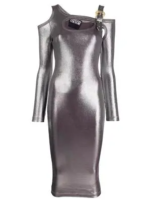 Versace Metallic Cut-out Midi Dress - Silver