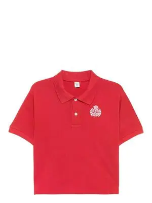 Sporty & Rich Crest Pique Polo Top - Red
