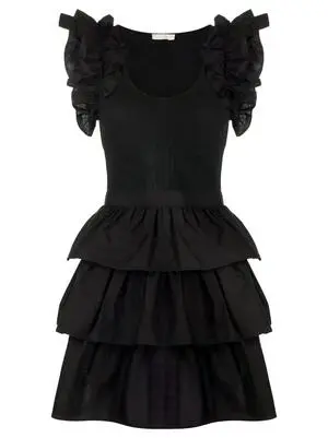 Ulla Johnson Ruffled T-shirt Dress - Black