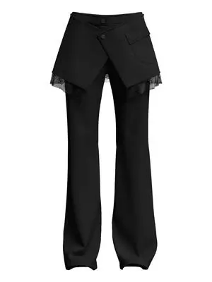 MARGHERITA MACCAPANI Layered Flared Trousers With Lace Detailing - Black
