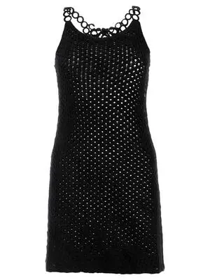 Chloé Wool Crochet Knit Mini Dress - Black