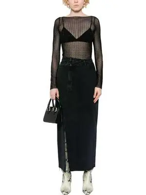 Pinko Rouen Mesh Embellished Top - Black
