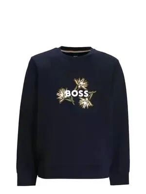 BOSS Floral-embroidered Sweatshirt - Blue
