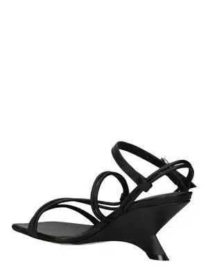 VIC MATIE Swan Strappy Wedge Sandals - Black