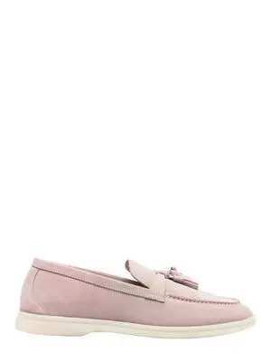 SCAROSSO Suede Tassel Detail Loafers - Pink