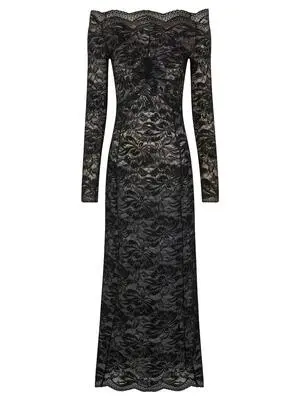 Rabanne Rabanne Floral Lace Bardot Maxi Dress Black